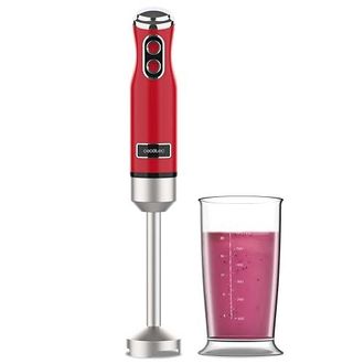 Cecotec Handmixer Retro Power RetroRed 1200MAX. 1200W Maximale Leistung, 4-Klingen-Messer mit schwarzer Titanbeschichtung, 2 Geschwindigkeiten, 0,5L Becher, V