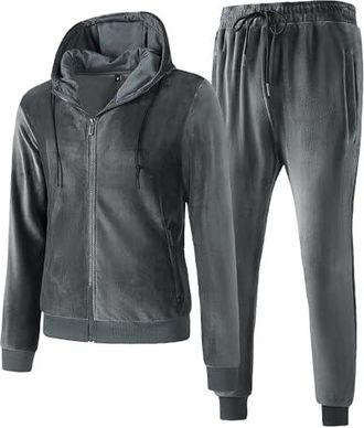 TONY BACKER Survêtement Homme En Polaire De Sport Avec Fermeture À Glissière Complet Combinaison À La Maison, Gris-73, M