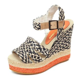 Espadrilles Rafia Keilsandalette in Schwarz - - Shoes - Damen - Beige - 40 EU