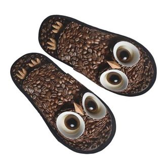 Generic Pantoufles DHiver Hibou Du Caf&eacute; Unisexe Slippers Chaud Chaussons Invit&eacute;s Pour Int&eacute;rieur Homme Camping M