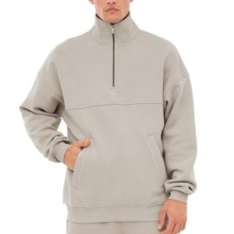 Johnny Urban Sweatshirt mit Rei&szlig;verschluss Herren & Damen Beige - Cooper - Half Zip Sweater Pullover aus Baumwolle - Oversized Troyer Mit K&auml;ngurutasche - Stehkrage