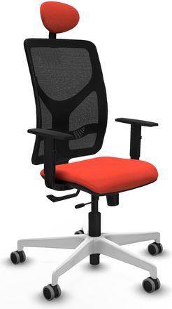 Piqueras y Crespo B&uuml;rostuhl mit 1D-Armen, h&ouml;henverstellbare Lendenwirbelst&uuml;tze und festes Kopfteil, ausgestattet mit Syncro/Traslack und Schneideschaum, Schwarz/Dunkelo