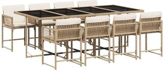 vidaXL Vidaxl - Ensemble &agrave; manger de jardin et coussins 9 pcs beige Poly rotin