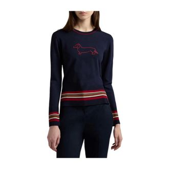 Harmont & Blaine Femme, Pulls, Bleu, Taille: 44 FR Top &agrave; col rond avec un maxi teckel