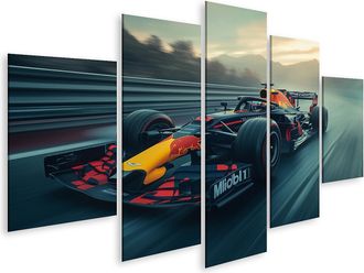 Islandburner Bild auf Leinwand Formel Eins Auto bei Sonnenuntergang Rennen Bilder Wandbilder Poster