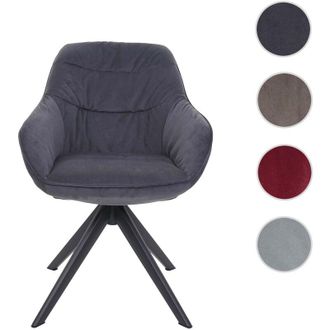 Mendler Mendler - Chaise de salle &agrave; manger HWC-K28 - avec accoudoirs - pivotante - m&eacute;tal - tissu/textile gris