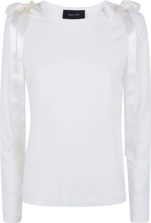 Simone Rocha Femme, Tops, Beige, Taille: 42 FR T-shirt &agrave; Manches Longues avec et Ruban