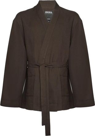 Ermenegildo Zegna Homme, Vestes, Brun, Taille: L Veste Kimono Ouverte