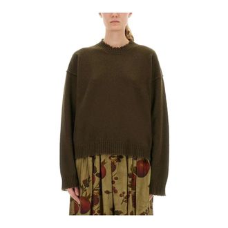 Uma Wang Distressed Strick-Rundhalspullover - - Knitwear - Damen - Gr&uuml;n - L
