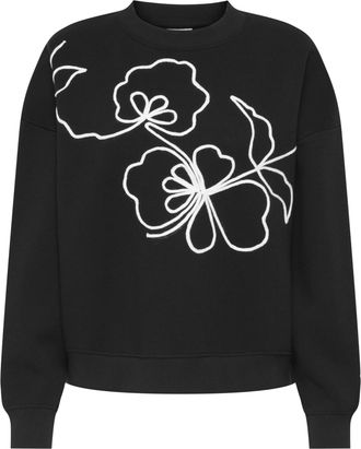 Jacqueline de Yong JdY Damen Jdycanoa L/S Emb Sweat JRS, Black, XL