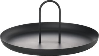 Zone Denmark Singles Serviertablett, Tablett aus matt lackiertem Metall, rundes Tablett mit Handgriff, 30 cm im Durchmesser, Schwarz