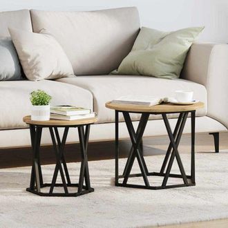 vidaXL Vidaxl - Beistelltisch 2 pcs Eiche handwerklich 50 x 50 x 40 cm