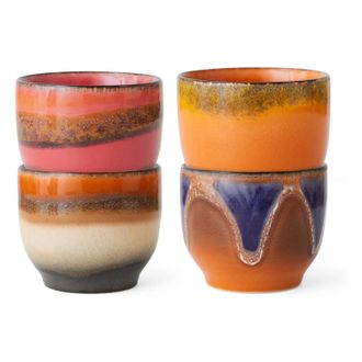 HKliving Tasses &agrave; caf&eacute; Java - 70s Ceramics - Set de 4 HKliving