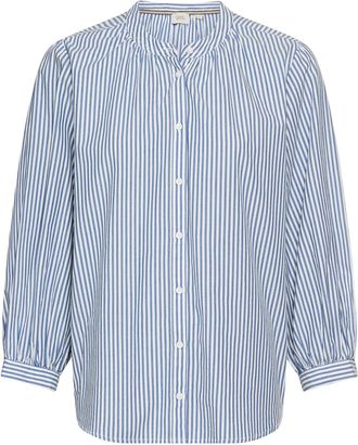 Camel Active Damen Bluse aus Reiner Baumwolle Blau gestreift, Womenswear-XXL