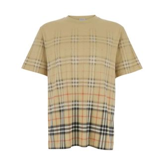 Burberry Check Baumwoll-T-Shirt - - Tops - Herren - Beige - S
