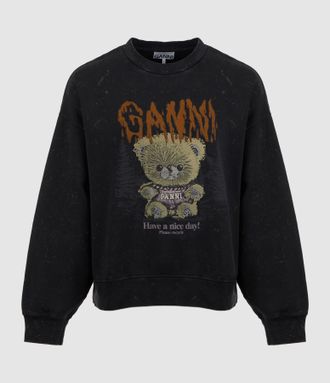 Ganni Sweatshirt Isoli Forest Vintage Wash Phantom