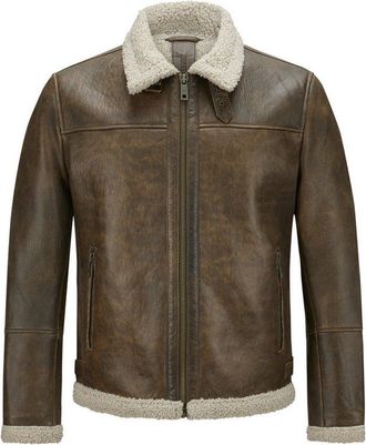 Milestone Lederjacke MSMario Bikerjacke aus genarbtem Lammleder mit Fellkragen