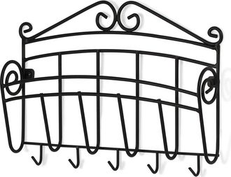 Spectrum Diversified Spectrum 37510 Brief- / Schl&uuml;sselhalter zur Wandbefestigung, Metall, verschn&ouml;rkeltes Design, Schwarz