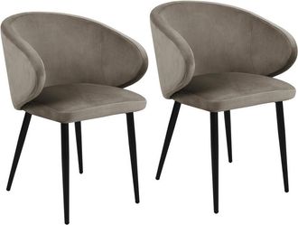 SVITA AUDREY 2er Set Esszimmerstühle Küchen-Sessel mit Armlehne Samt Taupe