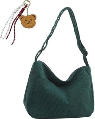 Generic Sac &agrave; bandouli&egrave;re d&eacute;contract&eacute; en velours c&ocirc;tel&eacute; pour femme, joli sac &agrave; main l&eacute;ger avec sangle r&eacute;glable, id&eacute;al pour l&eacute;cole, le travail, les voyages, Ve