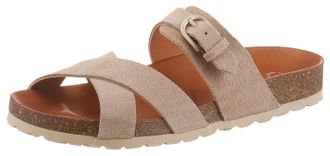 Verbenas Pantolette VERBENAS RUBI SERRAJE, Damen, Gr. 37, taube, Veloursleder, unifarben, Schuhe Pantolette, Sommerschuh, Hausschuh, Urlaubsschuh mit verstellb