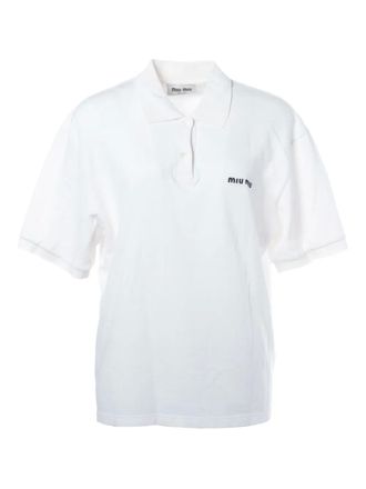 Miu Miu polo &agrave; logo imprim&eacute; - Blanc
