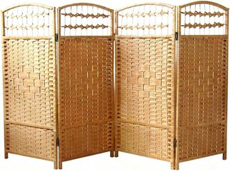 Generic Kurzer Raumteiler, Kindergarten-Trennwand, Faltbare Rattan-Raumteiler, Hohles Design, for B&uuml;ro, Wohnzimmer, Schlafzimmer(Yellow,30x50cm-4 Pieces)