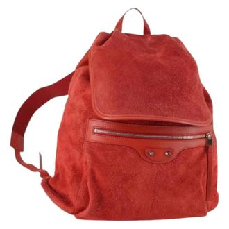 Balenciaga Sac &agrave; dos en daim doccasion - Femme - Pre-owned - Rouge - Taille: ONE Size