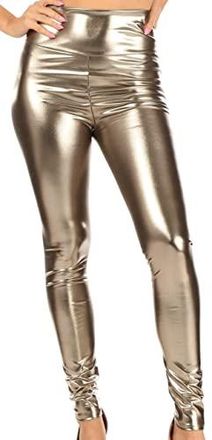 Sakkas 2616 -Jambières Stretch Taille Haute Finition Brillante Métallique Liquide - Fabriqué aux États Unis - Pewter - S