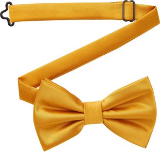 DonDon Fliege Herren handgefertigt Seiden-Look 12 x 6 cm Fliege Pastellgelb