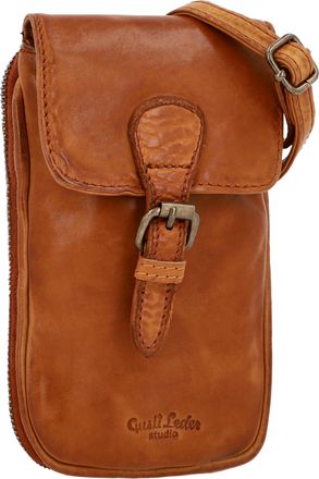 Gusti Leder Umhängetasche - Ebbe Damen Handtasche aus Rindsleder inCognac, Vintage Mini Bag mit Schnallen- & Reißverschluss, ideal für Alltag & Reisen