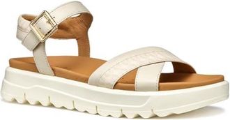 Geox Femme D XAND 2.1S B Sandale Plate, Papyrus, 40 EU
