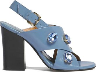 Marni Femme, Chaussures, Bleu, Taille: 37 1/2 EU Sandale en cuir orn&eacute;e de cristaux entrecrois&eacute;s