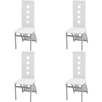 vidaXL Vidaxl - Chaises &agrave; manger lot de 4 blanc similicuir