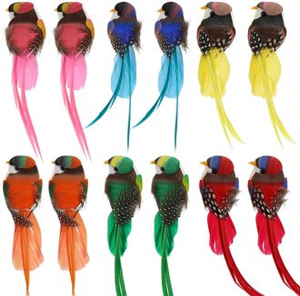 Hemobllo 12 K&uuml;nstliche Vogelfiguren aus Schaumstoff f&uuml;r Gartendekorationen, Bastelarbeiten Und Fotorequisiten