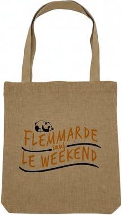Fabulous Sac Shopping Tote Bag Aspect Lin - Flemmarde sauf le Week-end Fun Ennui Travail Ecole - Sac de Courses Toile Epaisse 360g Beige Naturel Cabas Port&eacute; Ep