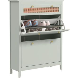 HOMCOM Schuhschrank mit 2 Klappen, Schublade Schuhkipper Schuhregal mit verstellbar Ablage, Schuhkommode Schuhablage f&uuml;r 12 Paar Schuhe 88 x 30 x 120 cm