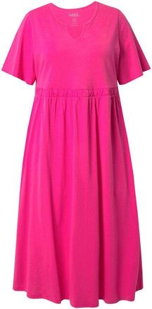 Ulla Popken Maxikleid Maxikleid A-Linie Tunika-Ausschnitt Fl&uuml;gel-Halbarm