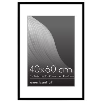 Americanflat Bilderrahmen 40x60 cm Schwarz - Bilderrahmen 30x45 cm mit Passepartout - aus Kunststoff mit poliertem Plexi-Scheibe