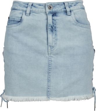 Urban Classics Damen Rock Ladies Denim Lace Up Skirt TB2002, Mini, Einfarbig, Gr. 38 (Herstellergr&ouml;&szlig;e: 28), Blau (Blue Bleached 01375)