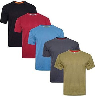 Keanu Lot de 5 t-shirts unis pour homme - 100 % coton - Blanc, noir, clair et foncé - Couleurs assorties - Couleurs quotidiennes/estivales - S à 2XL, Multic