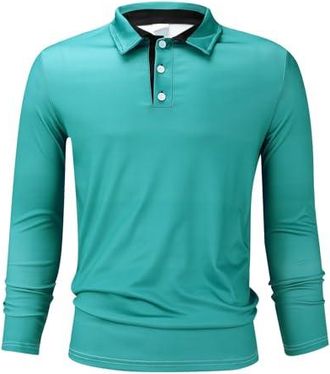 Generic Polo pour homme adulte, t-shirt Henley respirant, grande taille, t-shirt l&eacute;ger &agrave; manches longues, couleur unie, col standard 1/4 de bouton, t-shirt d&eacute;