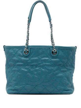 Chanel petit sac porté épaule Daily Shopping en cuir Caviar matelassé (2014-2015) - Bleu