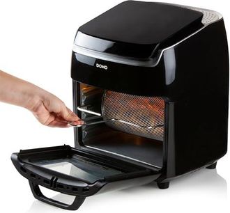Domo DO534FR Heißluftfritteuse - 3 in 1 Airfryer Friteuse - Ofen, Drehfunktion und Dörrautomat - 8 automatische Programme - 10 L - 1800 W - Schwarz