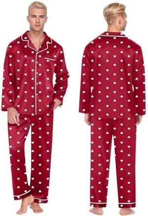 Generic Cadeau de Saint-Valentin 2026 doux et confortable : ensemble de v&ecirc;tements pour couple avec imprim&eacute; coeur, parfait pour les loisirs d&eacute;contract&eacute;s, Rouge