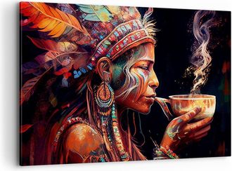 Arttor Wandbilder Dekoration Wohnzimmer Schamane Indisch Ayahuasca Bilder auf Leinwand 120x80cm Leinwandbild Schlafzimmer Küche Deko Wand Kunstdruck Art Groß