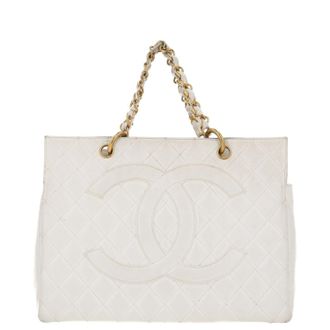 Chanel White Caviar Grand Shopping Tote