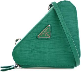 Prada Hobo Bags - Mini Saffiano Lux Double Triangle Satchel - Gr. unisize - in Grün - für Damen
