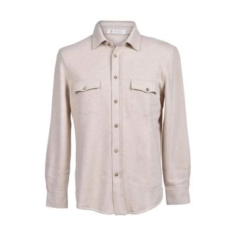 Brunello Cucinelli Homme, Vestes, Beige, Taille: L Wool Dress Shirt