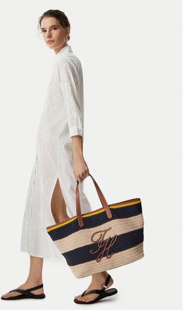 Tommy Hilfiger Handtasche Th Nautical Tote Crochet Str AW0AW18816 Bunt